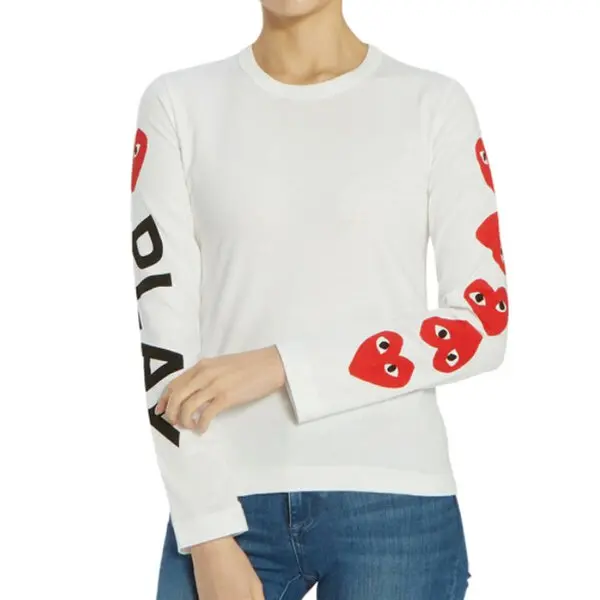 Play Comme Des Garcon Long Sleeve T-shirt With Heart Motif