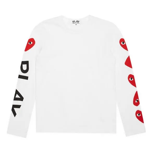 Play Comme Des Garcon Long Sleeve T-shirt With Heart Motif - White