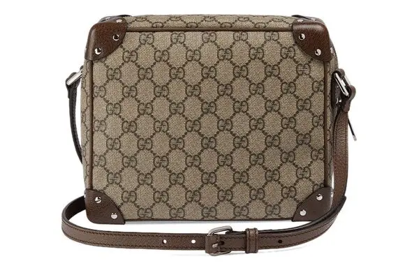 Gucci Monogram Shoulder Bag With Leather Detail