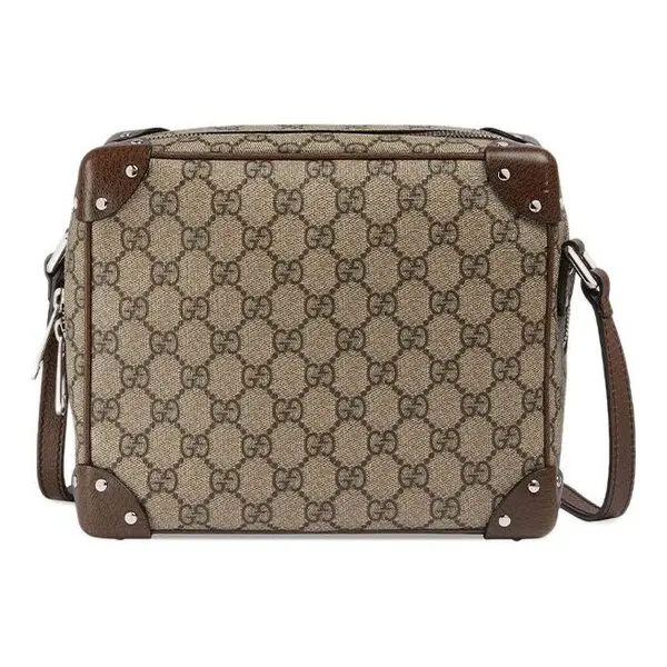 Gucci Monogram Shoulder Bag With Leather Detail - Cream