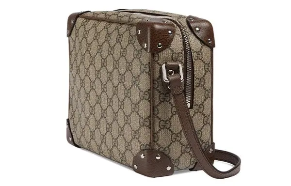 Gucci Monogram Shoulder Bag With Leather Detail
