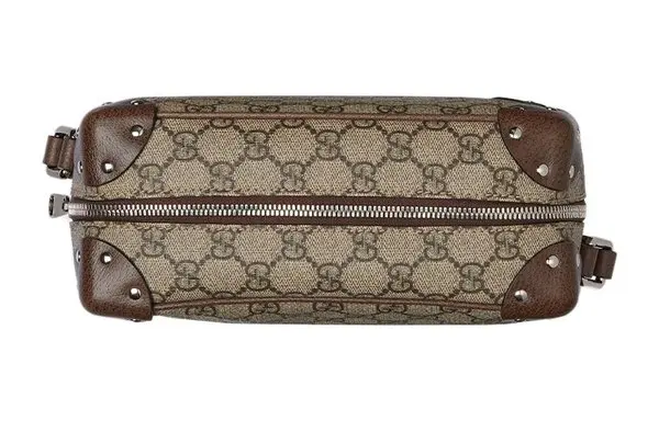 Gucci Monogram Shoulder Bag With Leather Detail