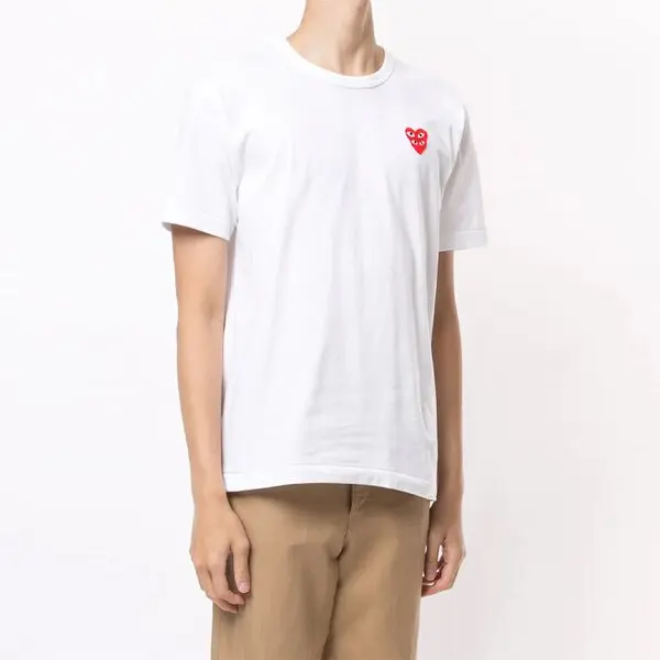 Play Comme Des Garcon Basic T-shirt Red Family Heart - White