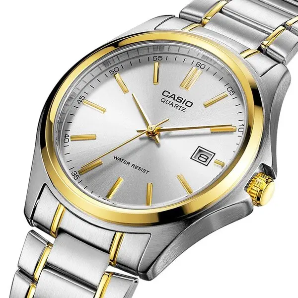 Casio Stainless Steel And Gold-tone Link Watch With Quartz Movement