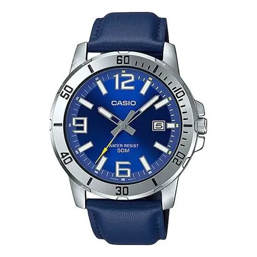 Casio Analog Watch With Leather Band - Blue
