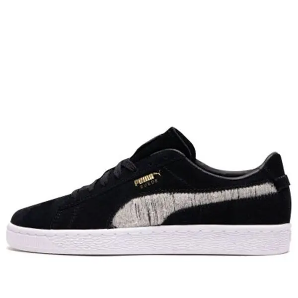 PUMA Suede Ripped Denim Low Top Sneakers - Black