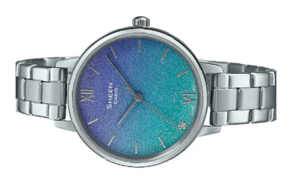 Casio Analog Watch With Gradient Dial - Silver/gradient Blue