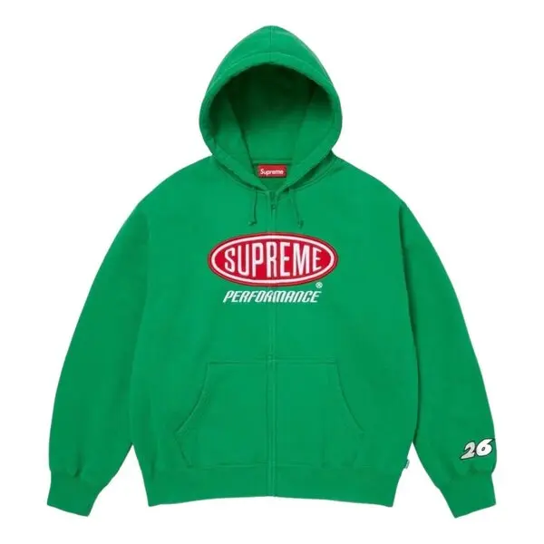 Supreme Ss26 Performance Zip Up Hooded Sweatshirt - Green