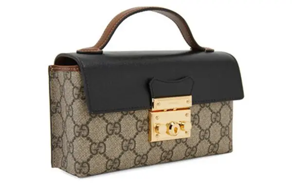 Gucci Padlock Metallic Logo Canvas Box Mini Handbag