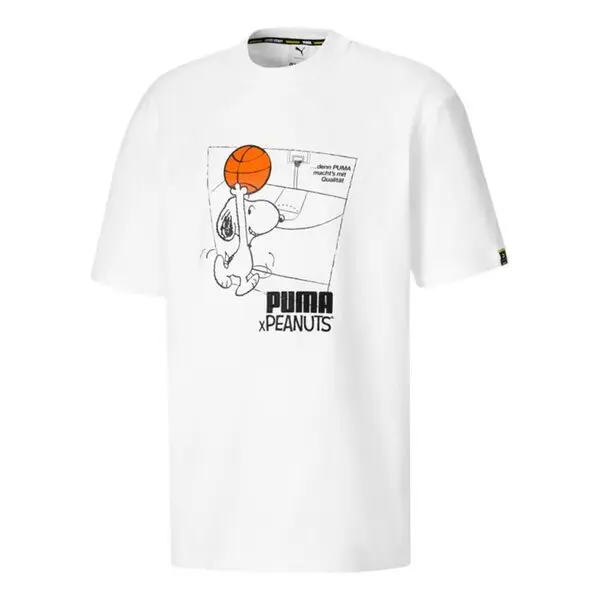 PUMA X Peanuts Crossover Printing Sports Round Neck Short Sleeve - White
