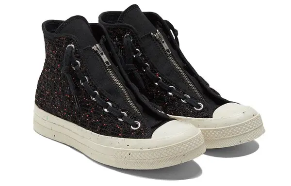 CONVERSE Chuck 70 High Top Sneakers With Speckled Crochet Detail - Black/red