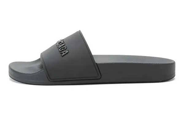 Balenciaga Embossed Logo Pool Slides - Black
