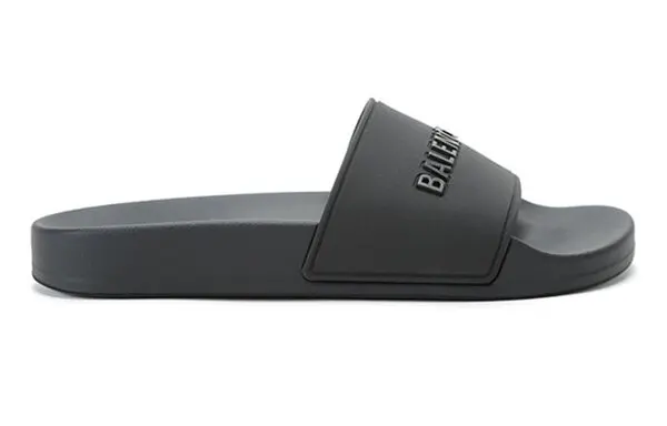 Balenciaga Embossed Logo Pool Slides - Black