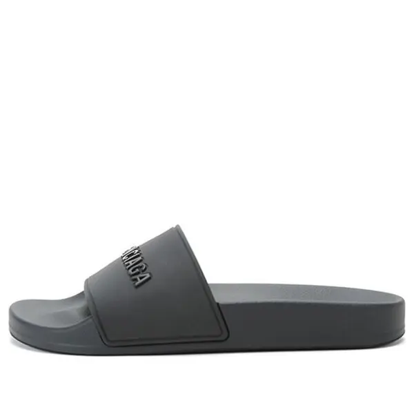 Balenciaga Embossed Logo Pool Slides - Black