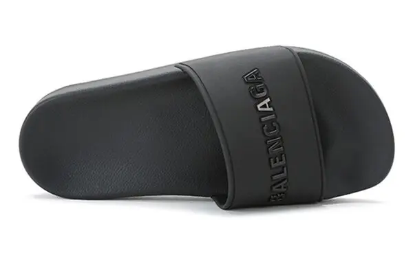 Balenciaga Embossed Logo Pool Slides - Black