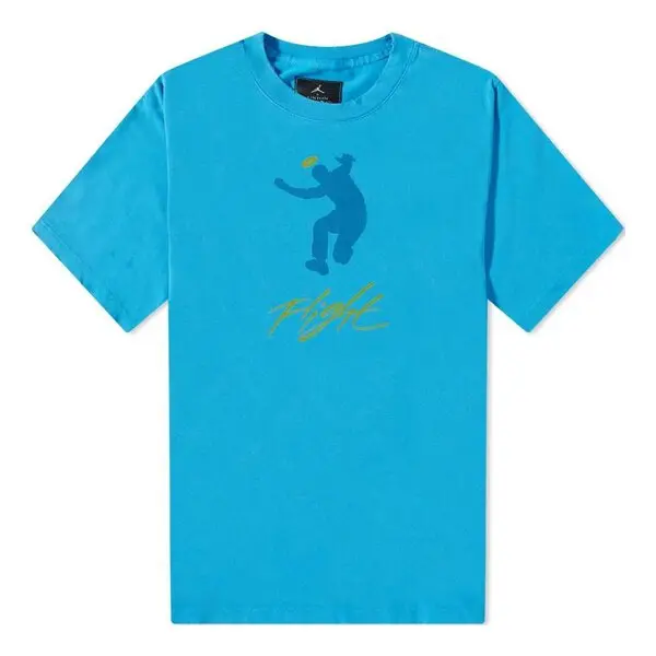 JORDAN X Union Crossover Solid Color Alphabet Pattern Cartoon Printing Round Neck Short Sleeve Us Edition Blue - Default Color
