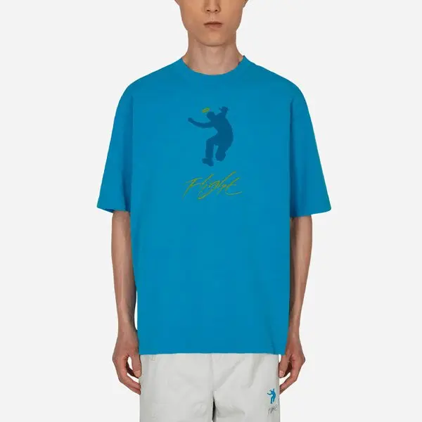 JORDAN X Union Crossover Solid Color Alphabet Pattern Cartoon Printing Round Neck Short Sleeve Us Edition Blue - Default Color