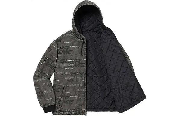 Supreme Reversible Dimensions Logo Denim Work Jacket - Black