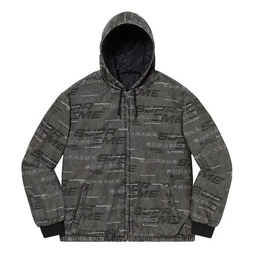 Supreme Reversible Dimensions Logo Denim Work Jacket - Black