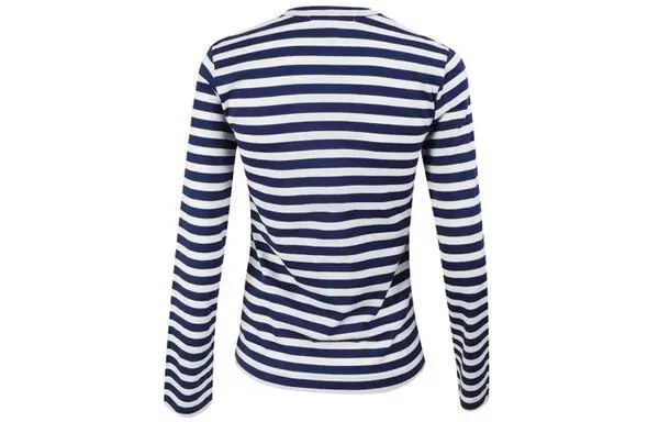 Play Comme Des Garcon Striped Long Sleeve Tee - Navy Bluewhite