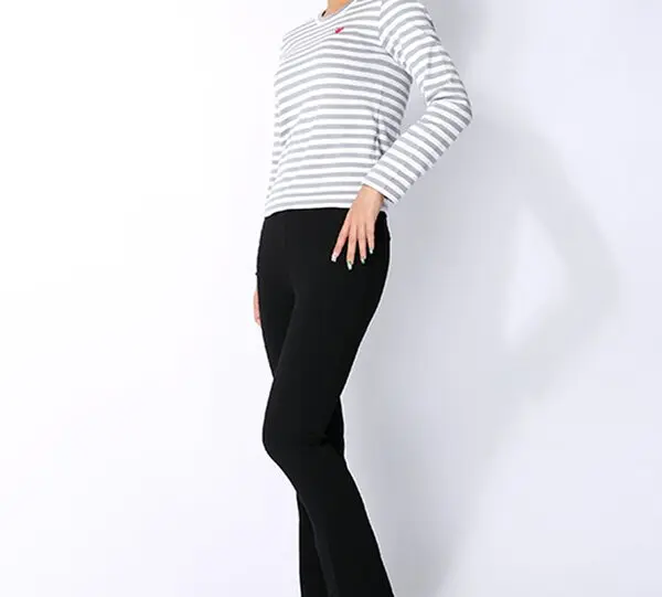 Play Comme Des Garcon Striped Long Sleeve T-shirt With Red Heart Logo