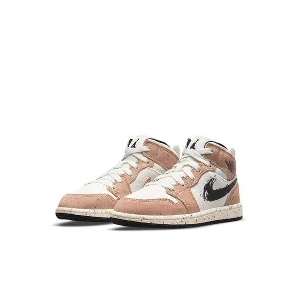 JORDAN 1 Mid Se "brushstroke Paint Splatter - White/black/brown