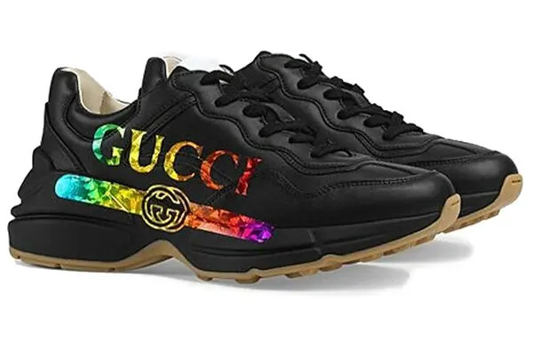 Gucci Rhyton Iridescent Logo Sneakers - Black