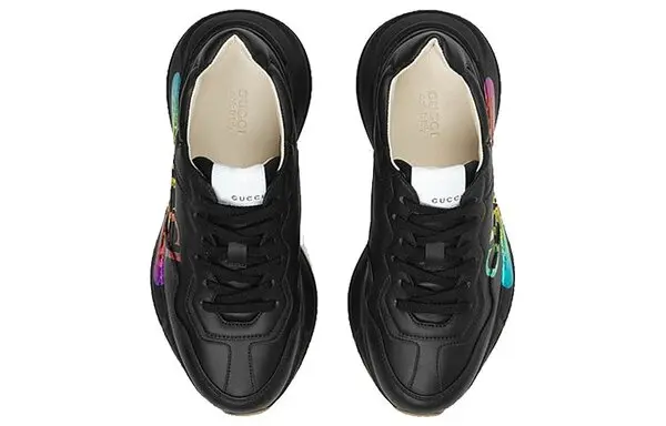 Gucci Rhyton Iridescent Logo Sneakers - Black