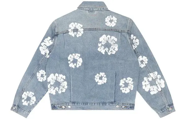 DENIM TEARS X Levi's Type Ii Trucker Jacket With All Over Wreath Print - Light Denim