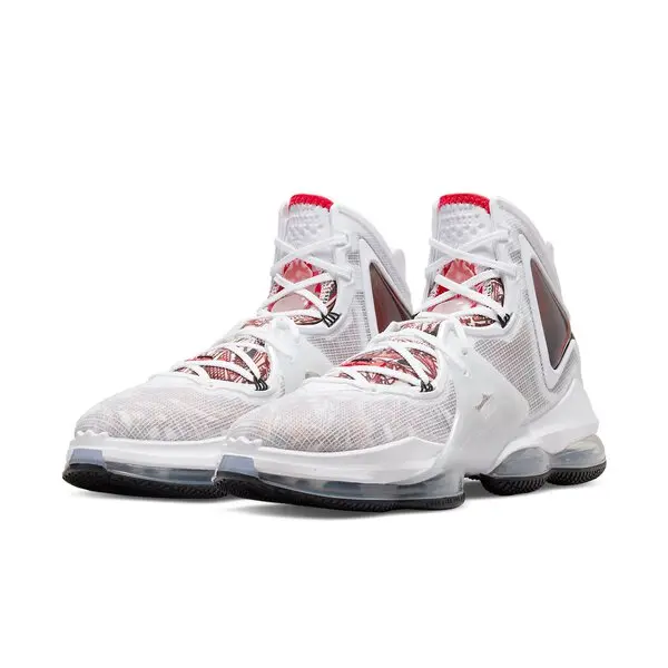 Nike Lebron 19 'sketch' High Top Athletic Sneakers - White/red