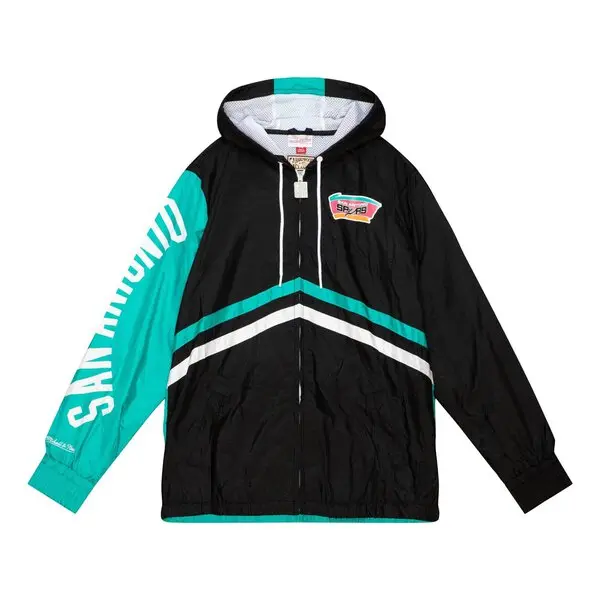 Mitchell & Ness X Nba San Antonio Spurs Undeniable Full Zip Windbreaker - Black/teal