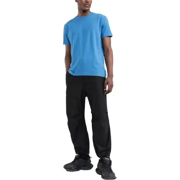 Off-White Fw22 Back Large Logo Printing Round Neck Short Sleeve Blue T-shirt - Peacock