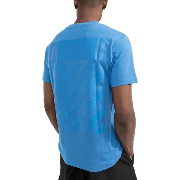 Off-White Fw22 Back Large Logo Printing Round Neck Short Sleeve Blue T-shirt - Peacock