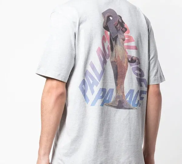 PALACE Rolls P3 Back Logo Gradient Large Triangle Printing Short Sleeve Gray - Grey