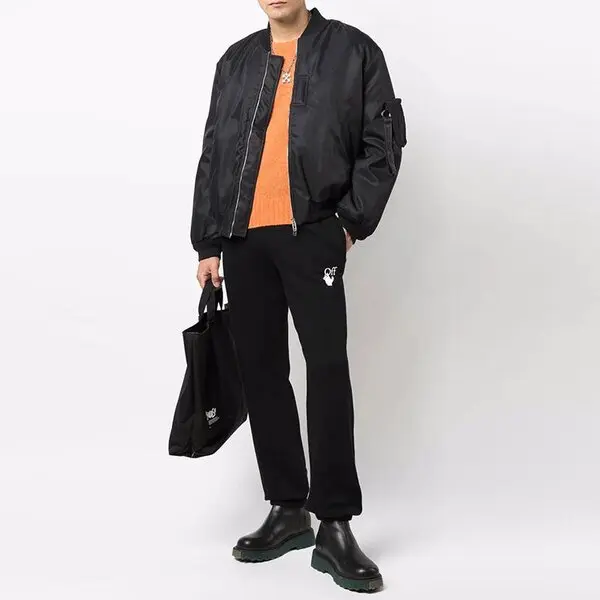 Off-White Fw21 Cotton Arrow Printing Sports Pants/trousers/joggers Loose Fit - Black