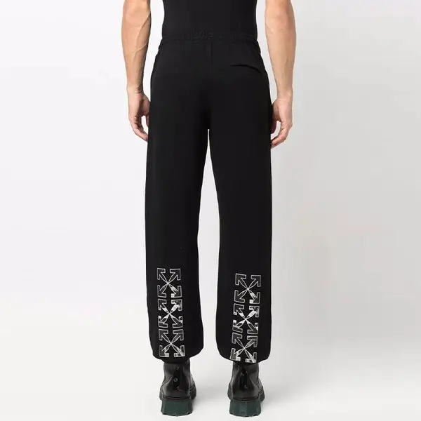 Off-White Fw21 Cotton Arrow Printing Sports Pants/trousers/joggers Loose Fit - Black