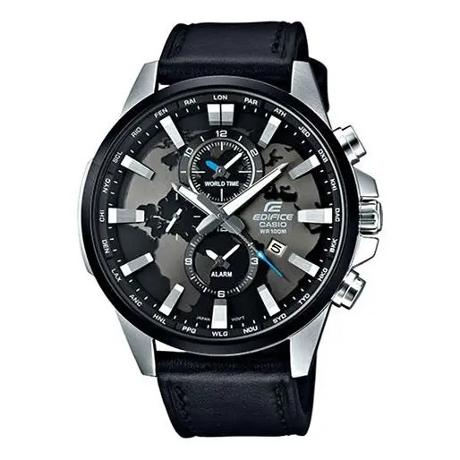 Casio Edifice Solar Powered Analog Watch With Stainless Steel Strap And Sapphire Crystal - Black