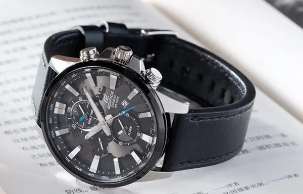 Casio Edifice Solar Powered Analog Watch With Stainless Steel Strap And Sapphire Crystal