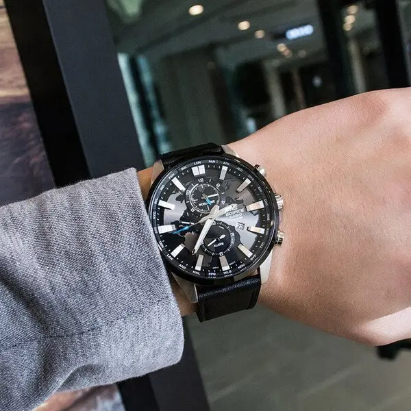 Casio Edifice Solar Powered Analog Watch With Stainless Steel Strap And Sapphire Crystal