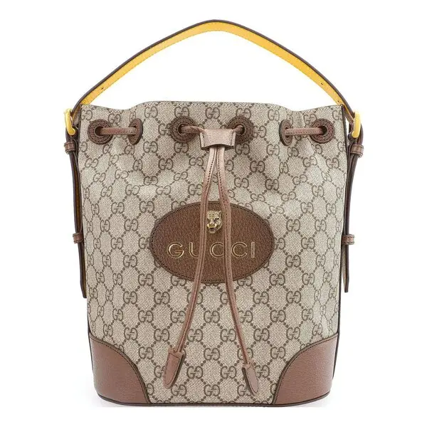 Gucci Neo Vintage Tiger Head Logo Drawstring Backpack - Brown