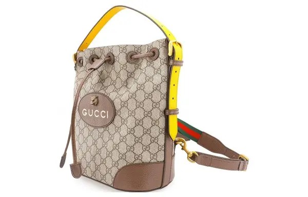 Gucci Neo Vintage Tiger Head Logo Drawstring Backpack - Brown