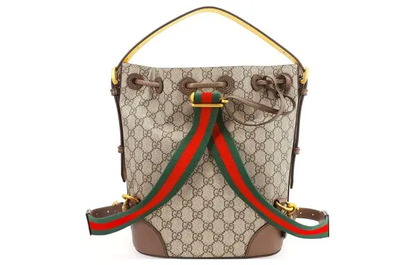 Gucci Neo Vintage Tiger Head Logo Drawstring Backpack - Brown