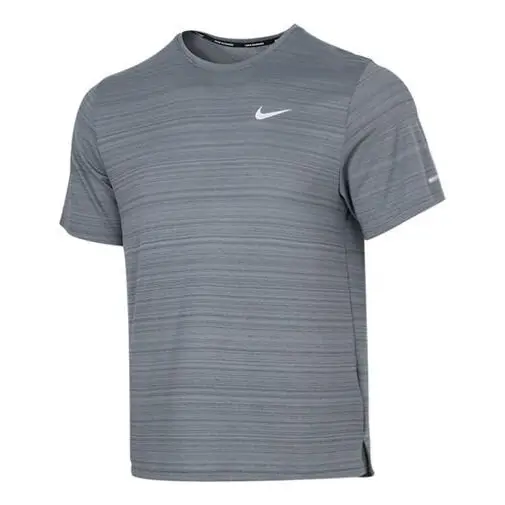 Nike Dri-fit Miler Running Training Sports Short Sleeve Smoke Grey T-shirt 'gray Silver - Gray/silver