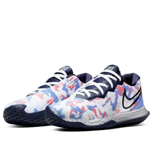 Nike Court Air Zoom Vapor Cage 4 Camouflage Athletic Shoes - White/blue/red
