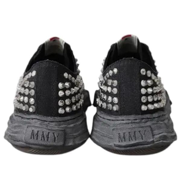 Mihara Yasuhiro Studded Canvas Low Top Sneakers - Black/black