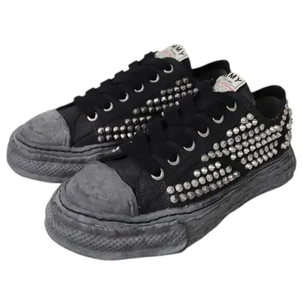 Mihara Yasuhiro Studded Canvas Low Top Sneakers - Black/black