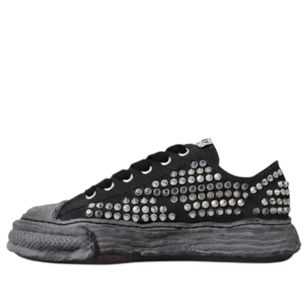 Mihara Yasuhiro Studded Canvas Low Top Sneakers - Black/black