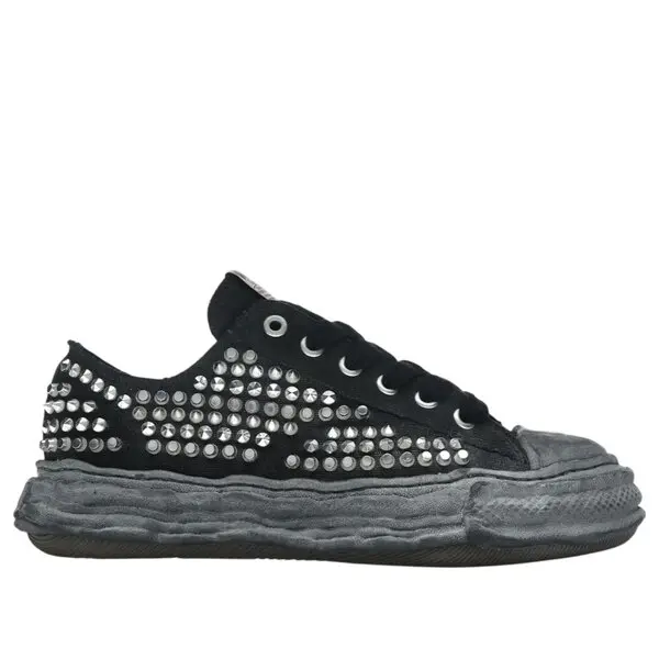 Mihara Yasuhiro Studded Canvas Low Top Sneakers - Black/black