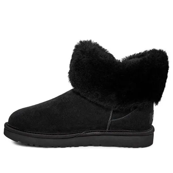 UGG Cinched Fur Mini Boots - Black
