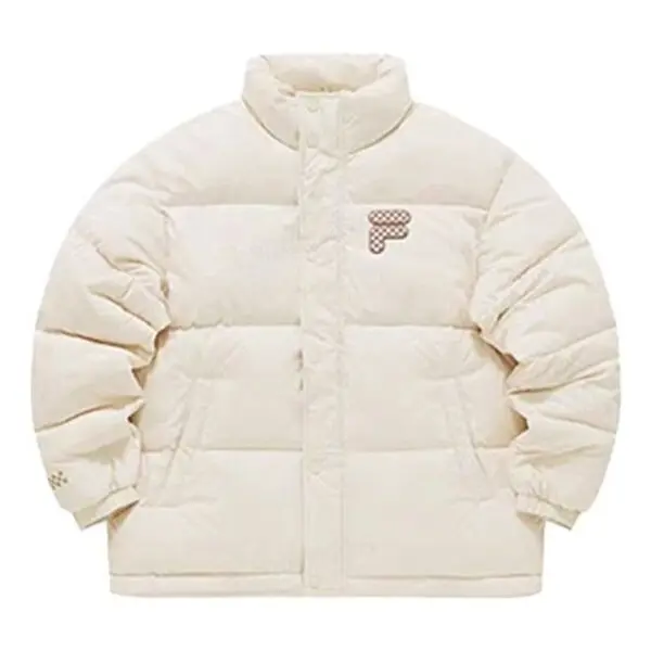 FILA FUSION Logo Printed Down Jacket - Beige